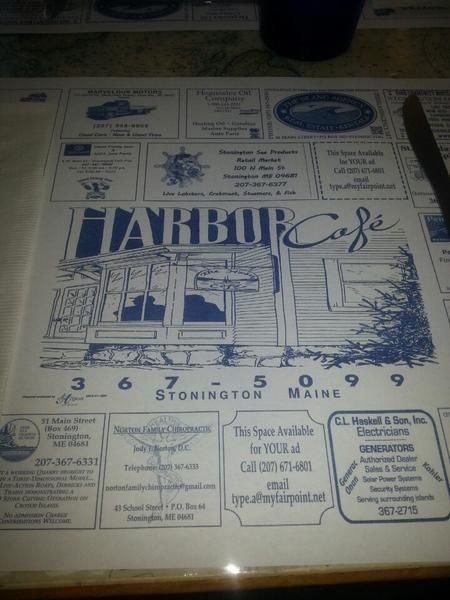 Menu at Harbor Cafe, Stonington