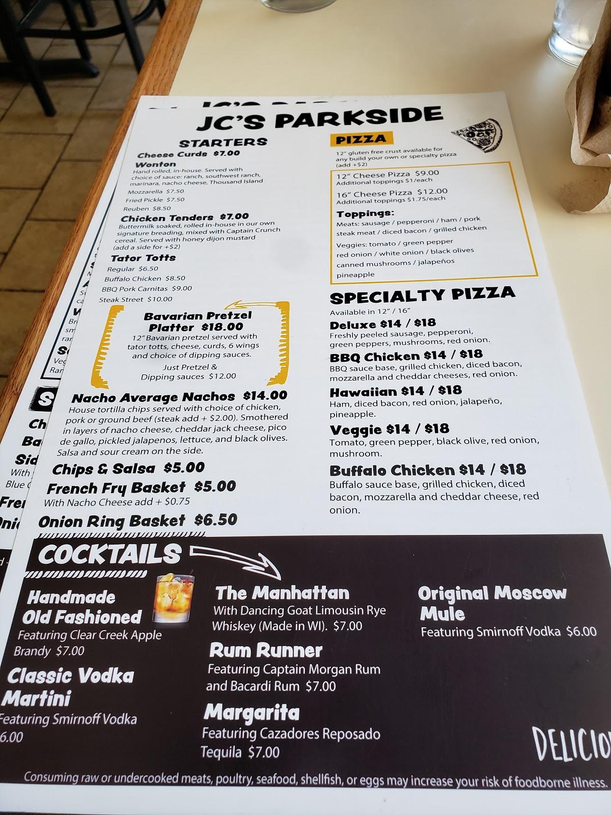Menu at JC's Parkside Pub & Grill, Cudahy