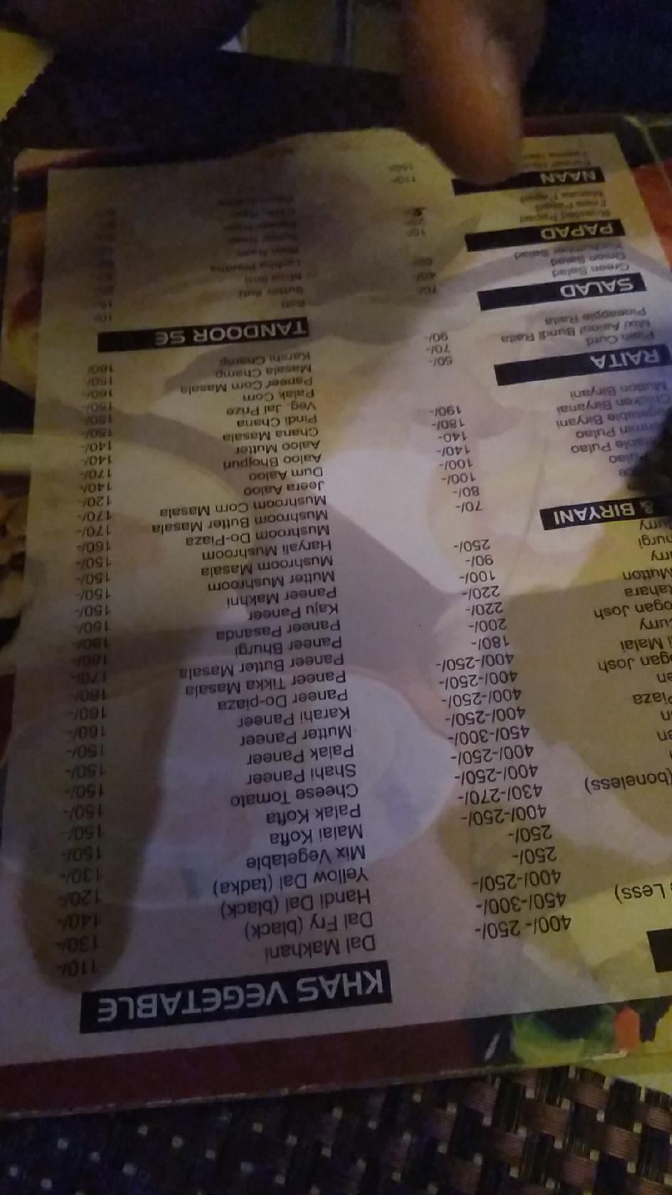 Menu at Krishna Cafe, Kalka, Railway Station Rd