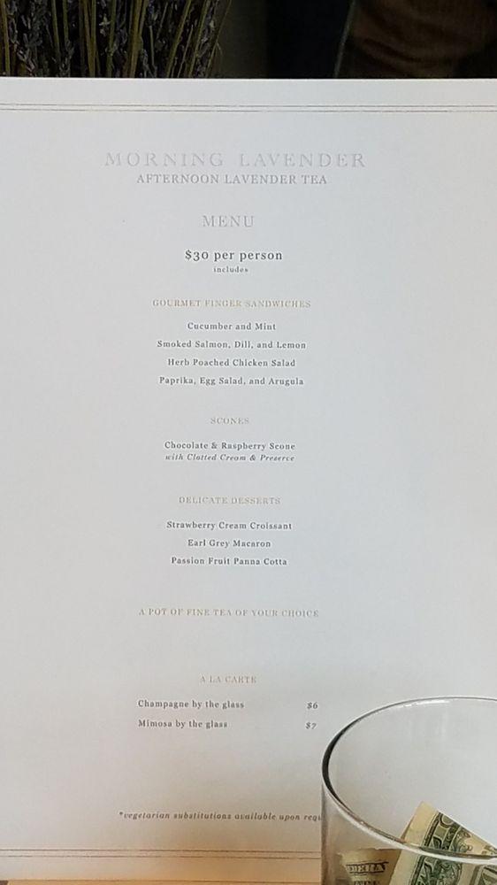 Menu at Morning Lavender Boutique & Cafe, Tustin