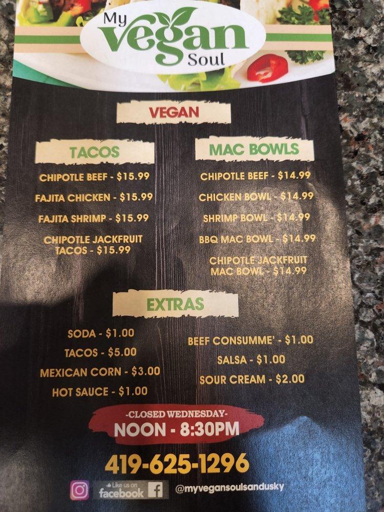 Menu at My Vegan Soul Birria Tacos&Bowls, Sandusky