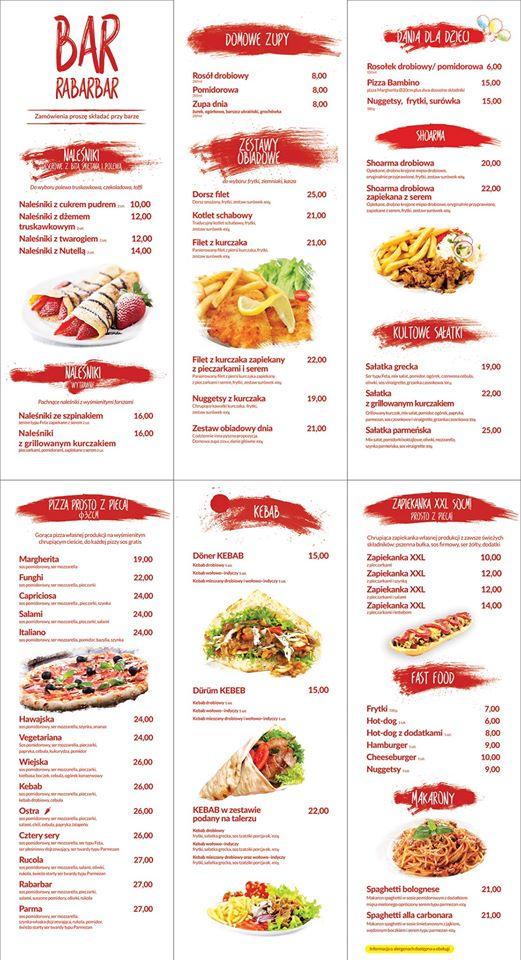 Menu at Rabarbar, Krynica Morska