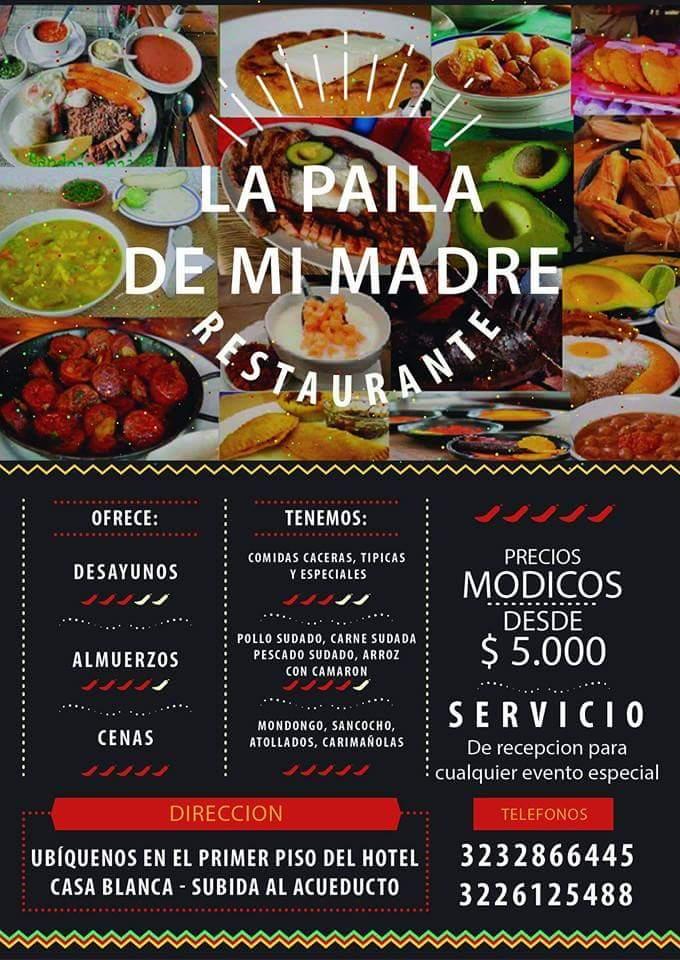 Menu at Restaurante La Paila De Mi Madre Istmina-choco, Itsmina