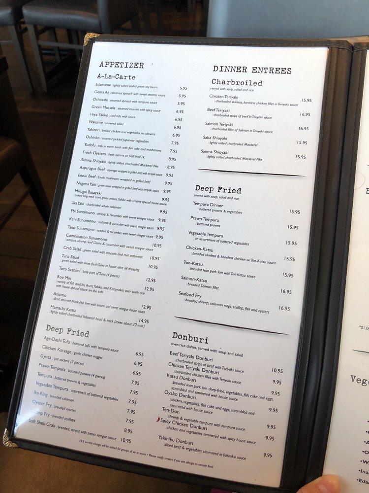 Menu at Sushi House restaurant, Alameda