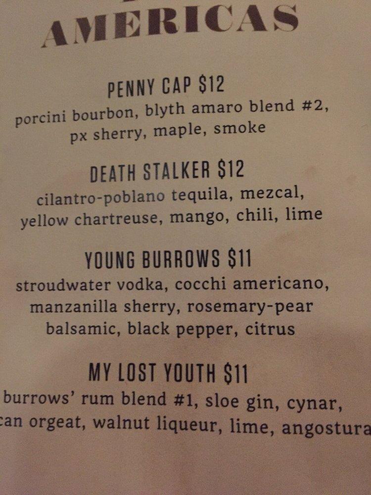 Menu at Blyth & Burrows pub & bar, Portland