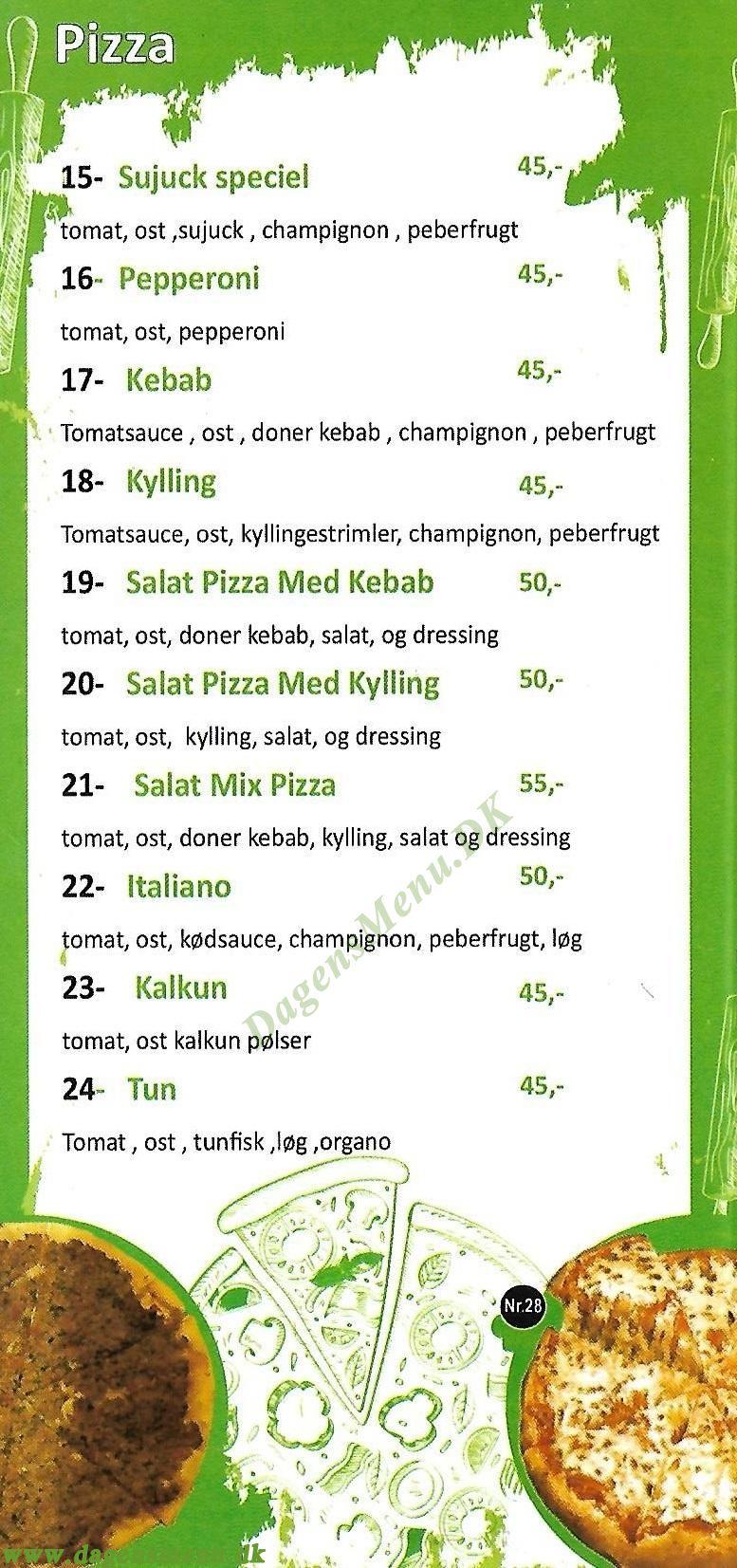 Menu at Manakish Alwadi restaurant, Copenhagen