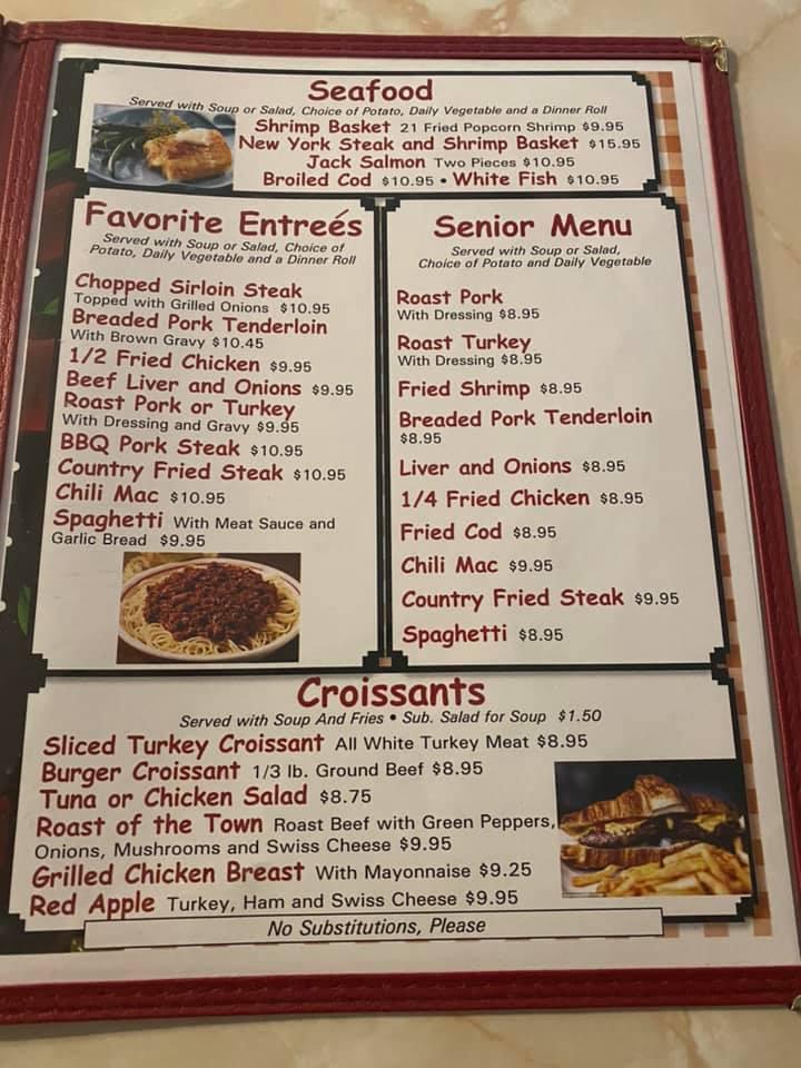 Menu at Red Apple Family Restaurant, Maryville