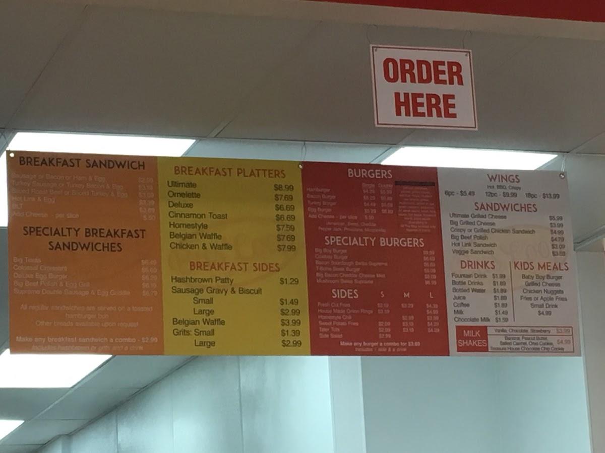 Menu at Bus Loop Burgers restaurant, Saint Ann