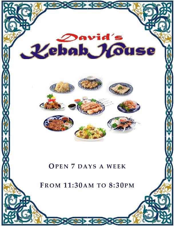 Menu at David's Kebab House restaurant, Denver
