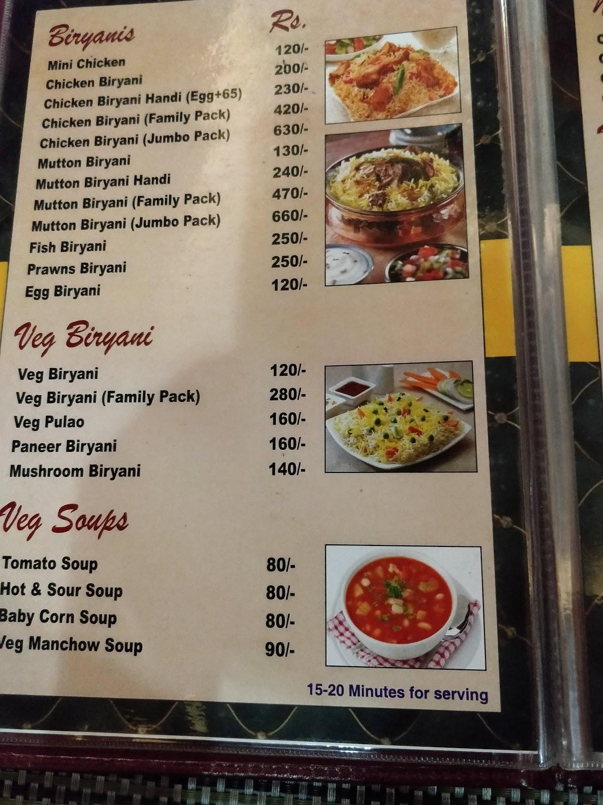 Menu at Grand Spicy Bawarchi Gachibowli, Hyderabad, C9FJ+3G9