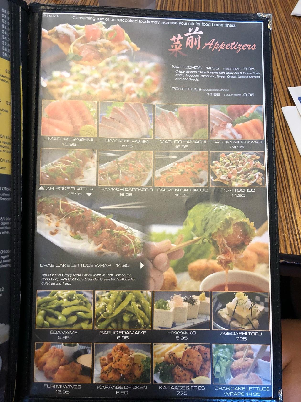 Menu at Gyotaku Japanese Restaurant, Pearl City, 98-1226 Kaʻahumanu St