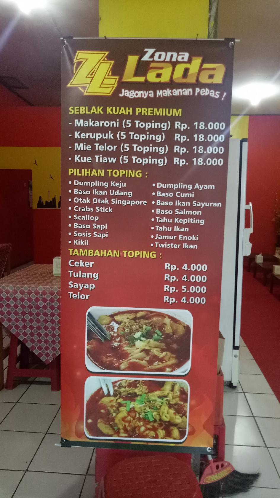 Menu at KEDAI ZONA LADA restaurant, Subang