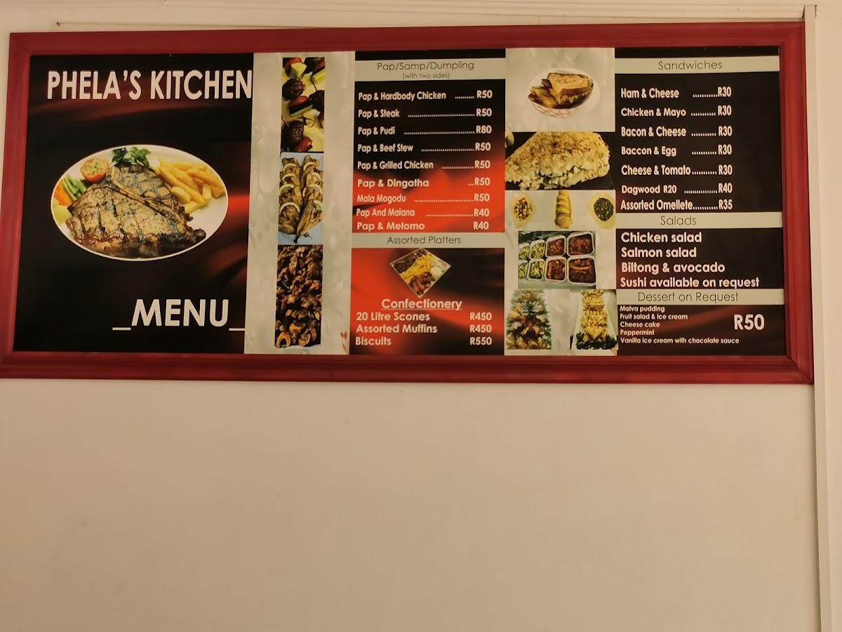 Menu at Phela's Kitchen restaurant, Polokwane