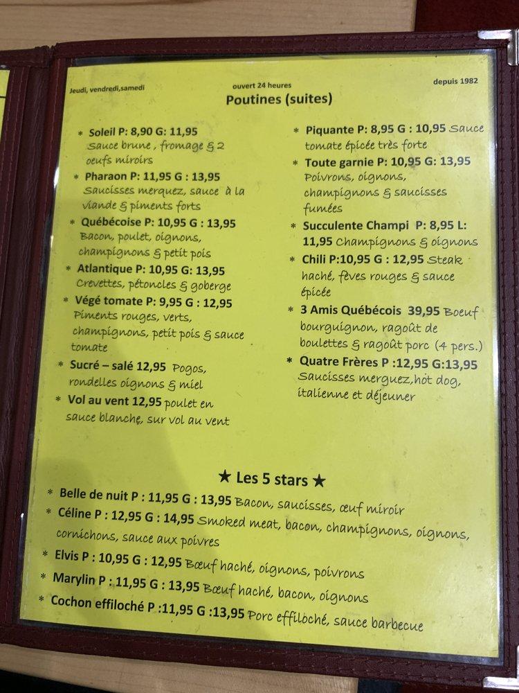 Menu au Restaurant Chez Claudette, Montréal