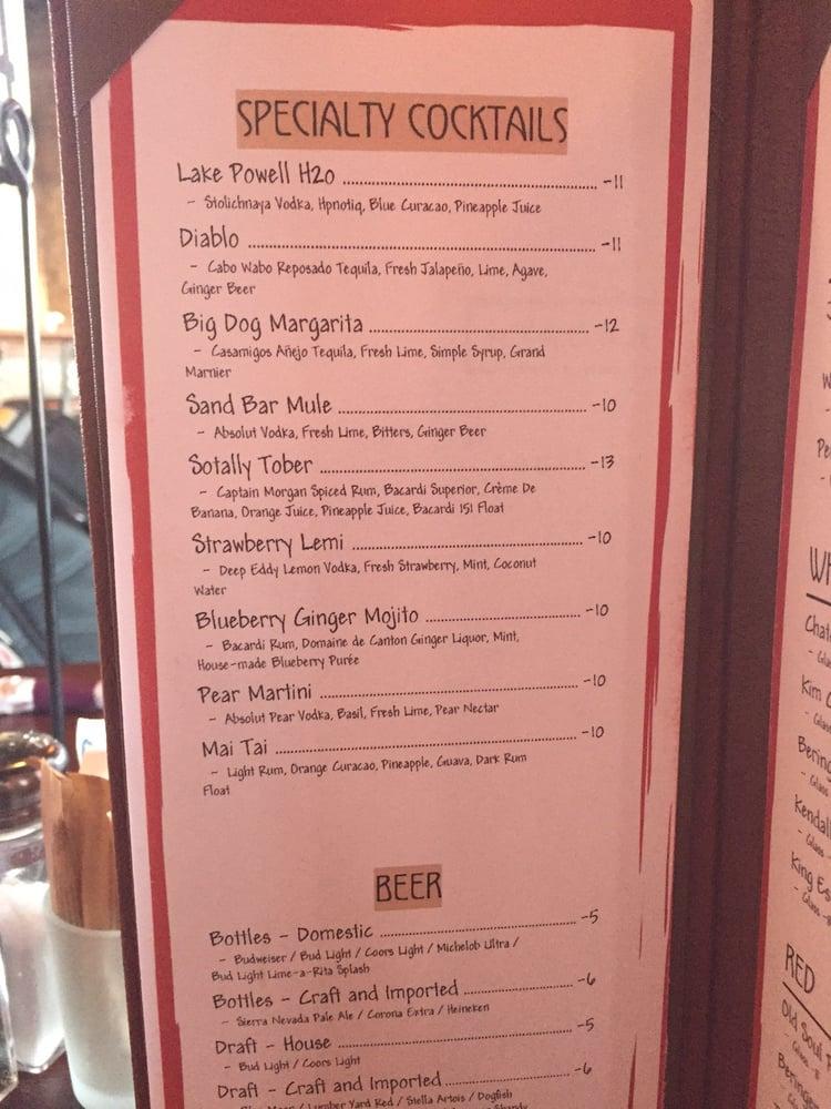 Menu at Antelope Point Marina & RV Park restaurant, Page