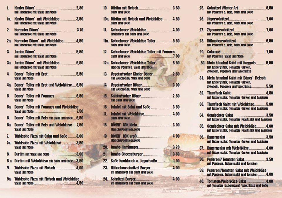 Speisekarte von Bistro Kebap Haus Klein Istanbul pub & Bar, Neukirchen