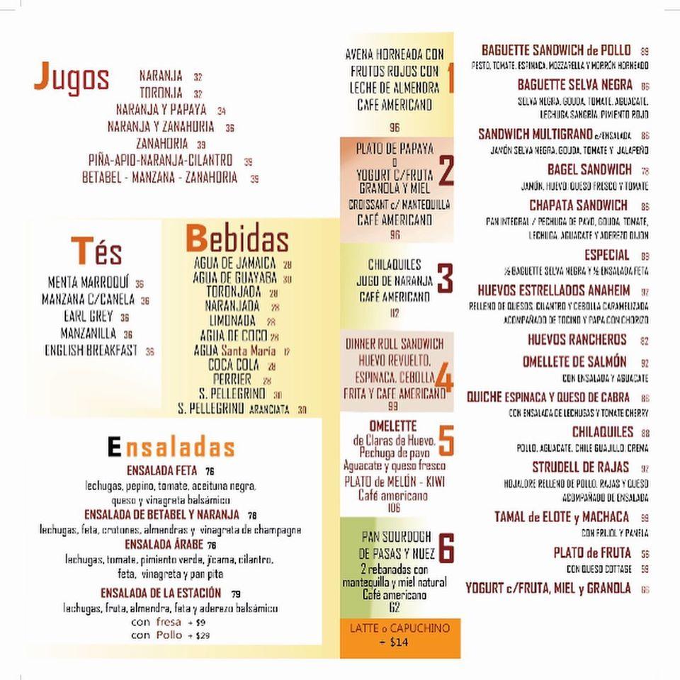 Carta de Cafe Miró, Culiacán Rosales