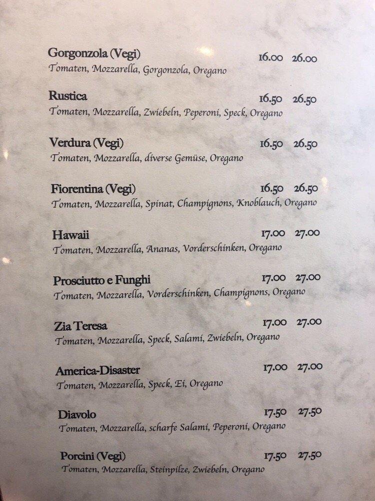 Menu da Fontana Restaurant & Bar, Kriens