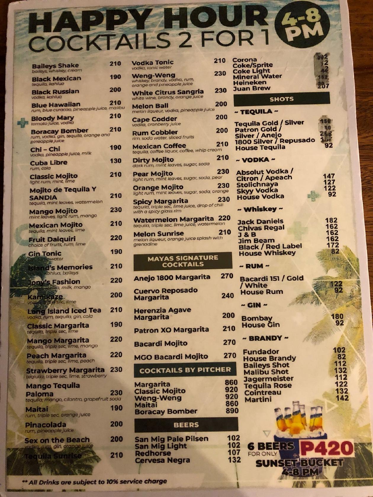 Menu at Jony's Restaurant, Malay