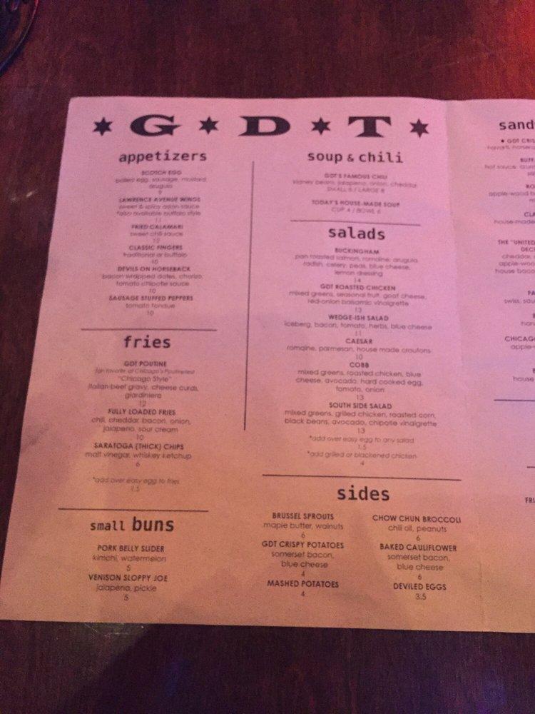 Menu at The Green Door Tavern pub & bar, Chicago