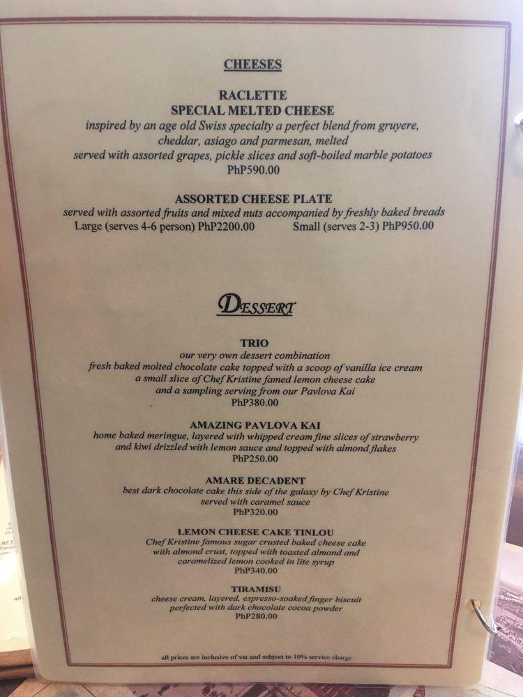 Menu at Amare by Chef Chris restaurant, Angeles, Royce Hotel M. A ...