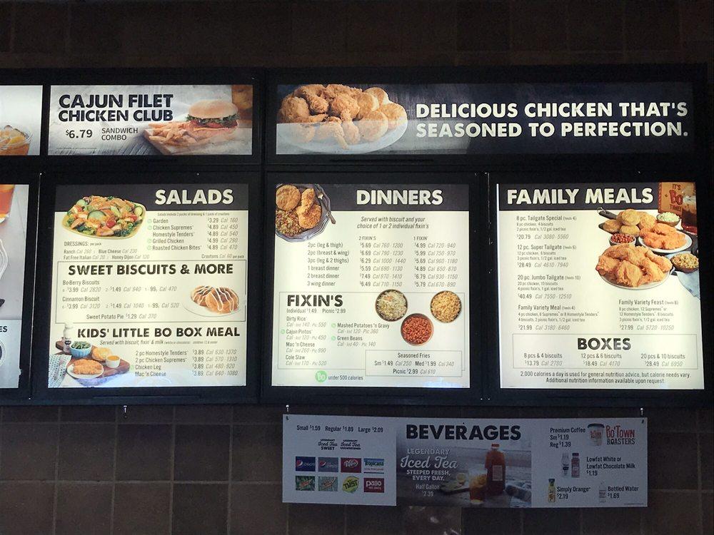 Menu at Bojangles restaurant, Winston-Salem, University Pkwy
