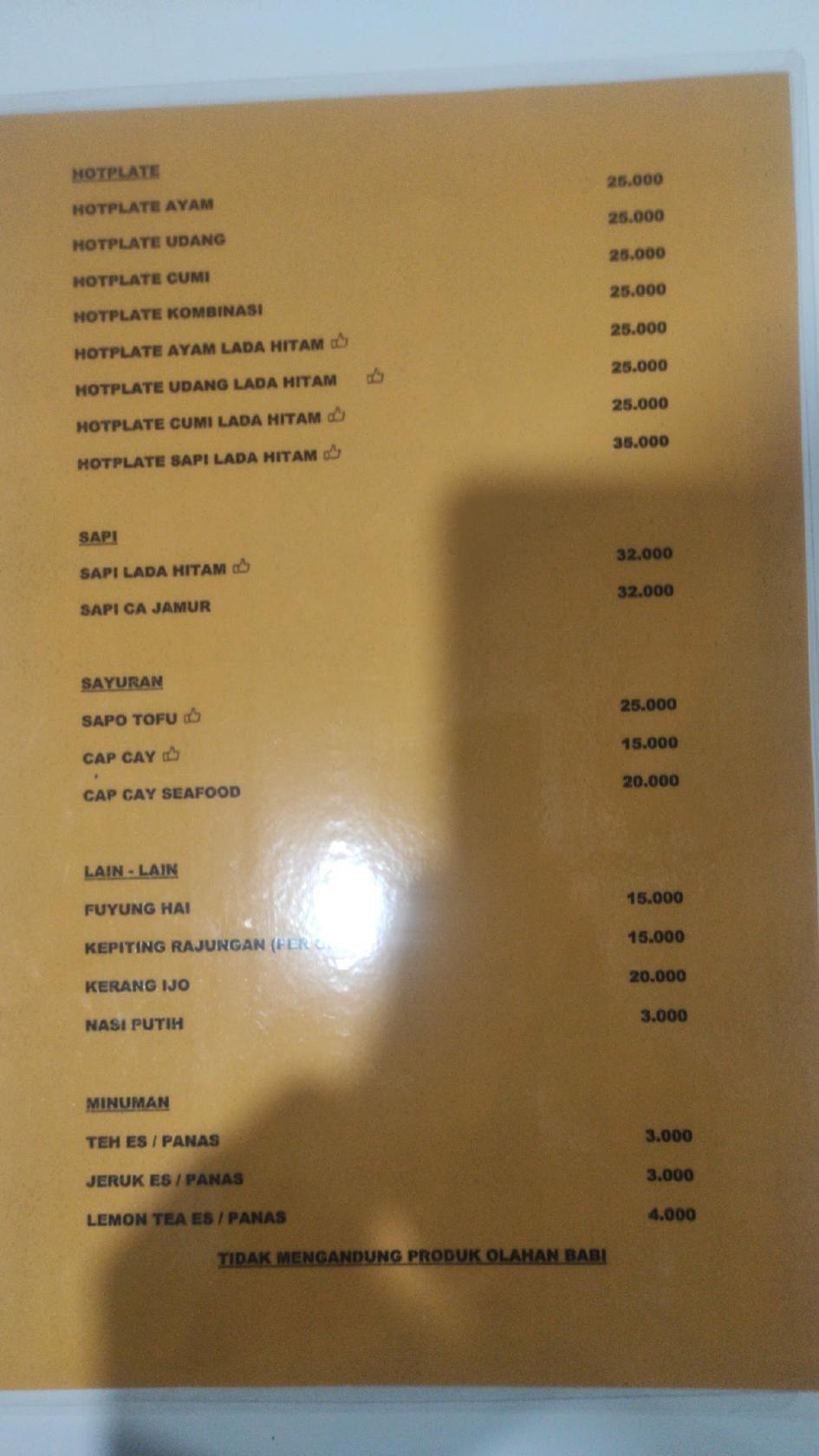 Menu at Laris Chinese Food restaurant, Sendangadi