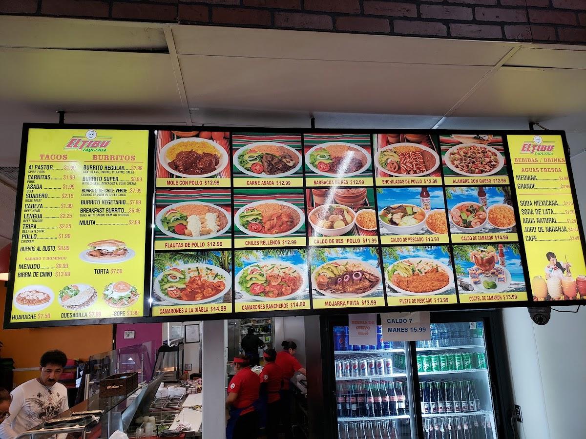 Menu at EL TIBU TAQUERIA restaurant, Madera