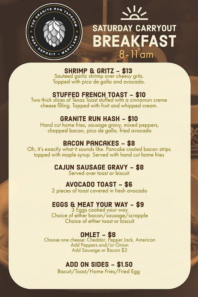 Menu at Granite Run Taproom pub & bar, Port Deposit