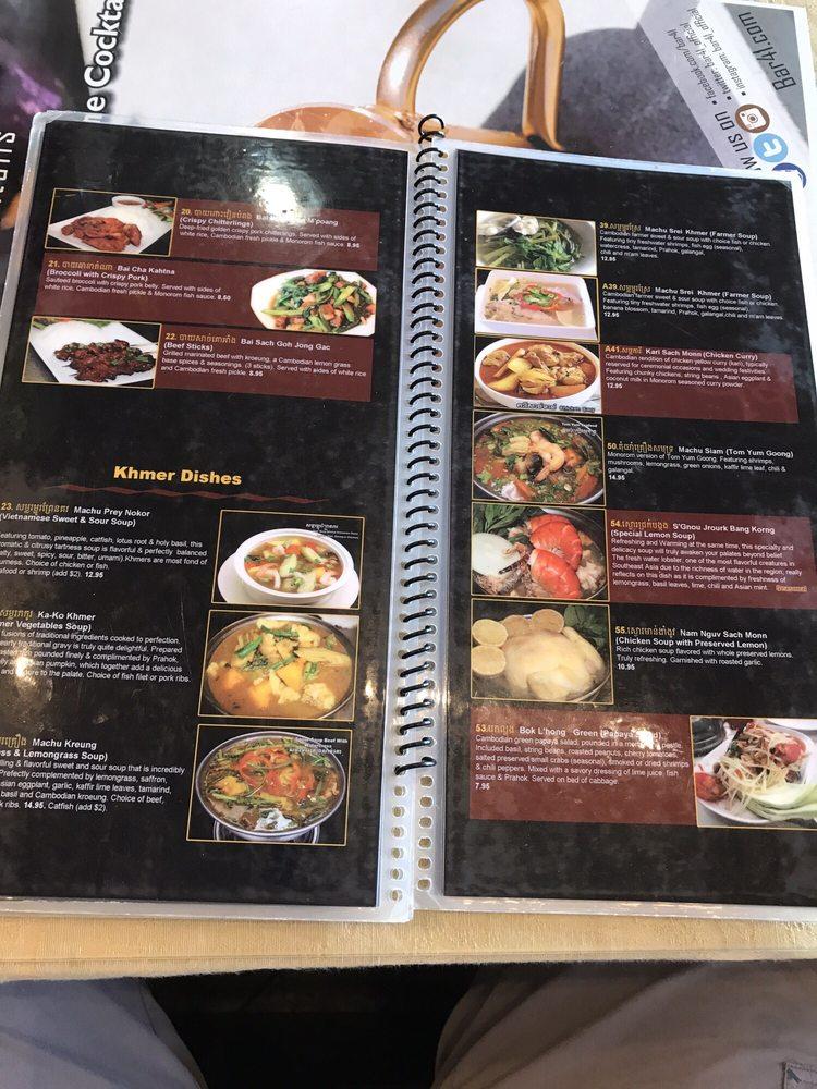 Menu at Monorom Cambodian Restaurant, Long Beach