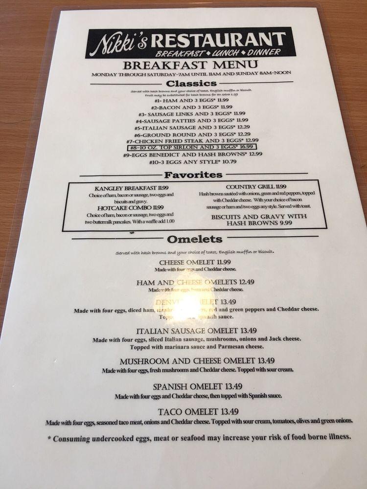 Menu at Nikki's Restaurant & Lounge, Covington, 174th Pl SE