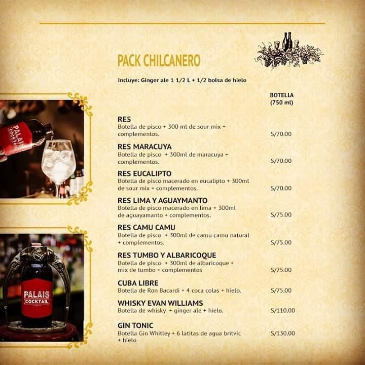 Carta de PALAIS COCKTAIL (BAR CULTURAL), Lima