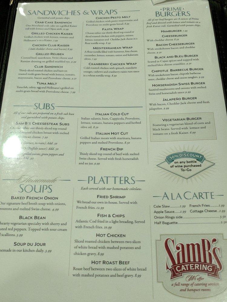 Menu at SamB's Restaurant, Bowling Green, 163 S Main St