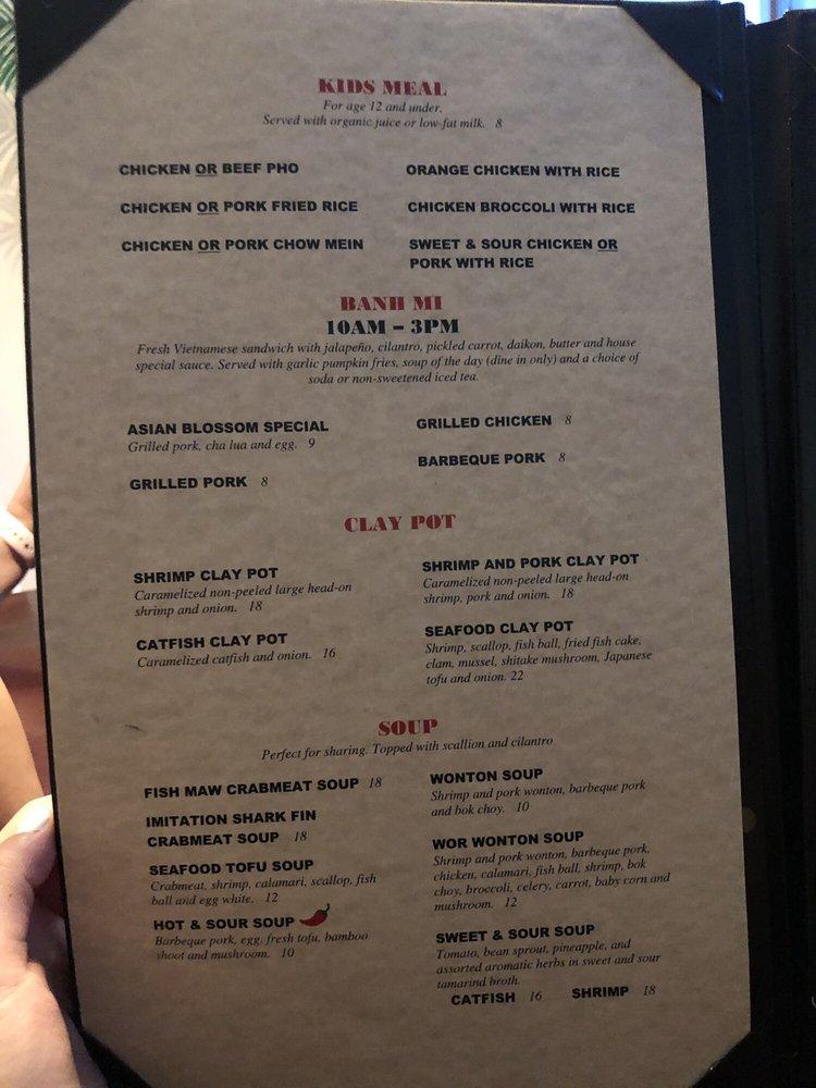 Menu at Asian Blossom restaurant, Granite Bay