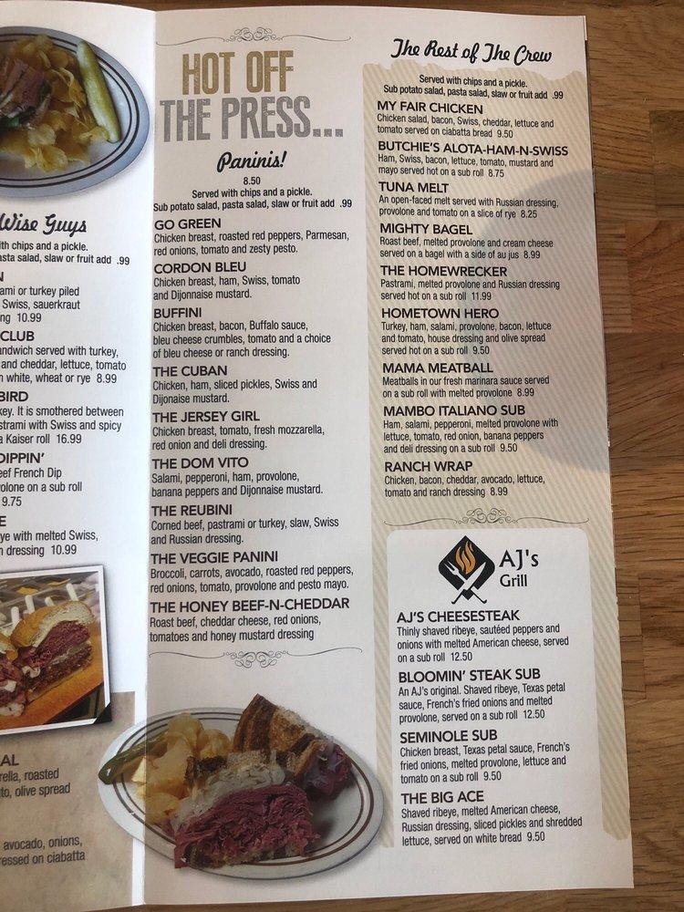Menu at Dominic's Deli restaurant, Daytona Beach