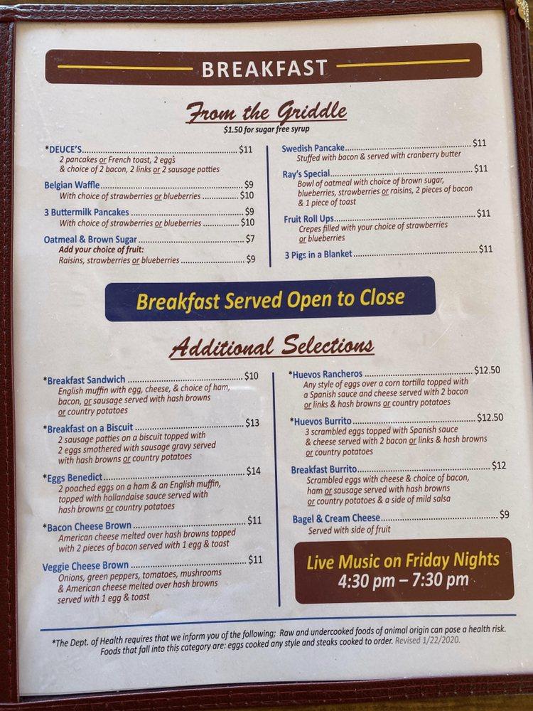 Menu at Fairmount Diner restaurant, Port Angeles