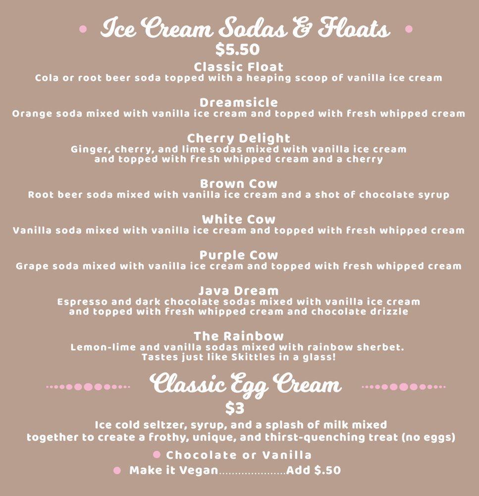 Menu at Freshie’s desserts, Lexington