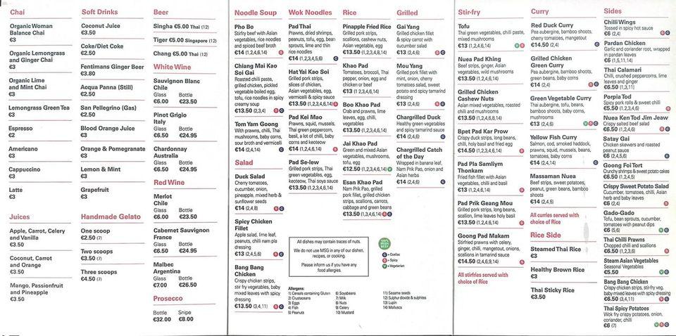 Menu at Khao Asian Street Food restaurant, Killarney