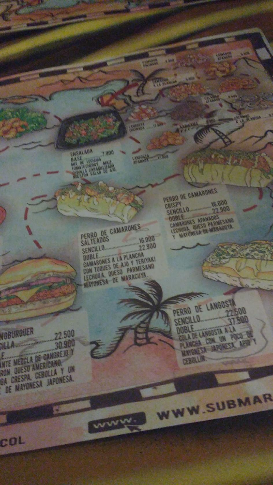 Menu at Submarino Express Envigado restaurant, Envigado