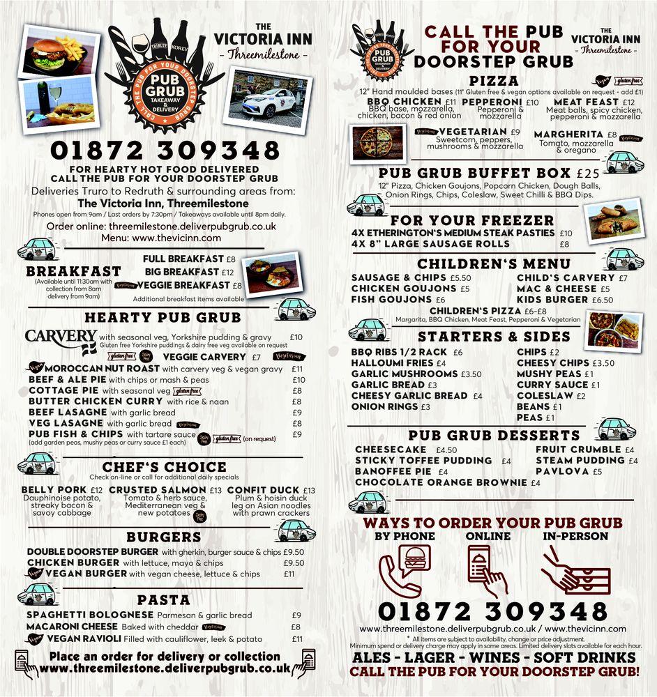 Menu at The Victoria Inn fast food, Truro