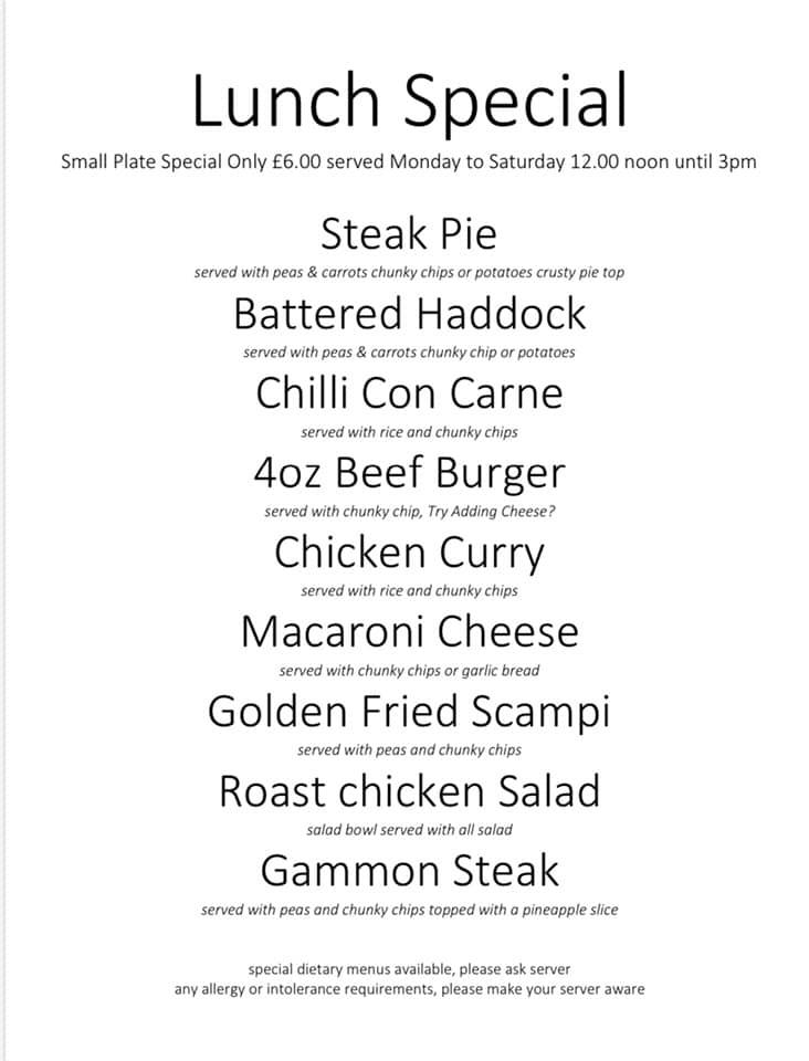Menu at The Village Inn restaurant, Bridge of Earn, Main St