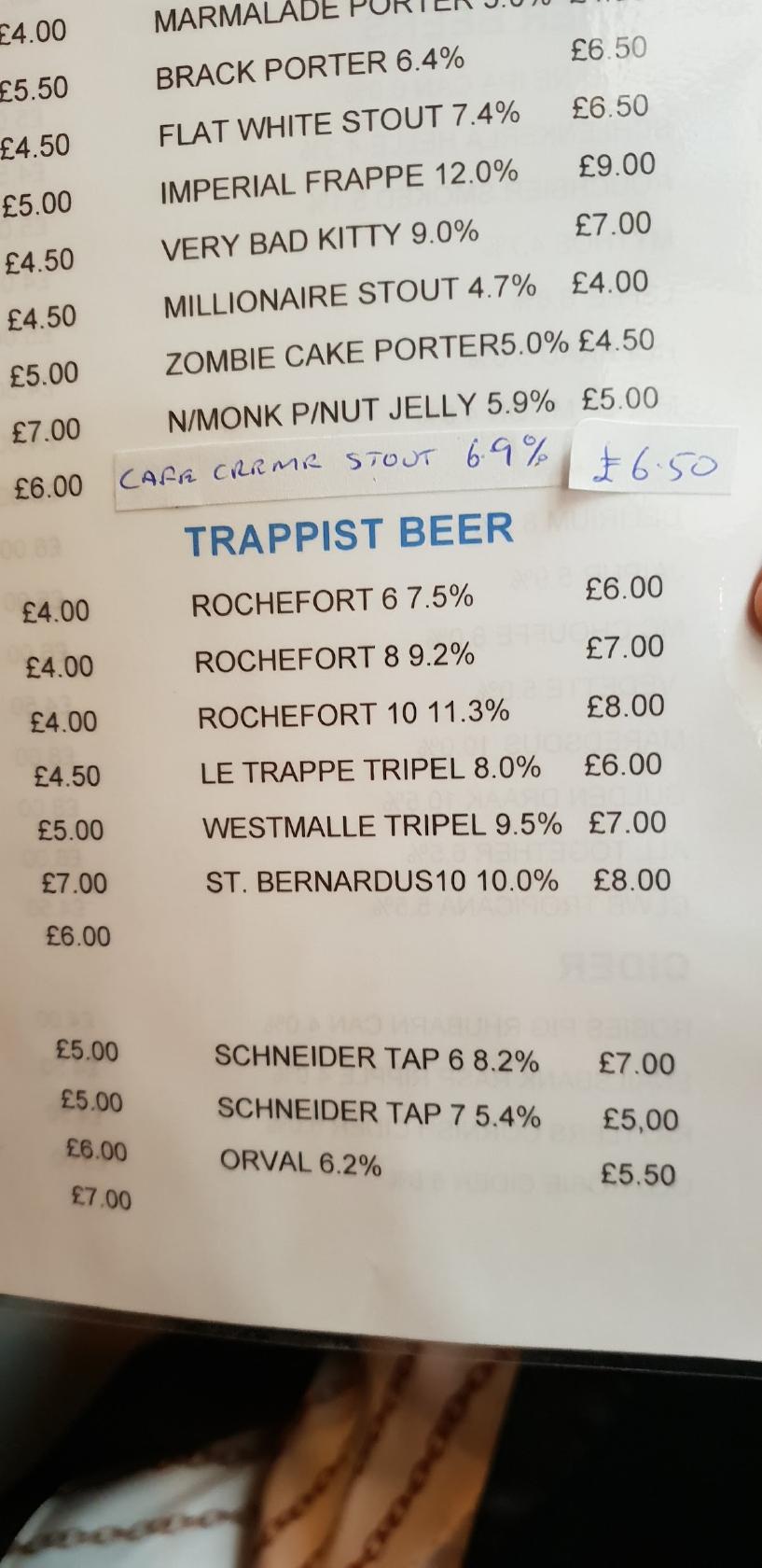 Menu at Tipsy turtle pub & bar, Stockton-on-Tees