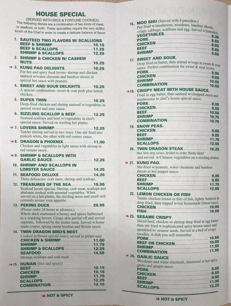 Menu at Twin Dragon restaurant, Cheyenne