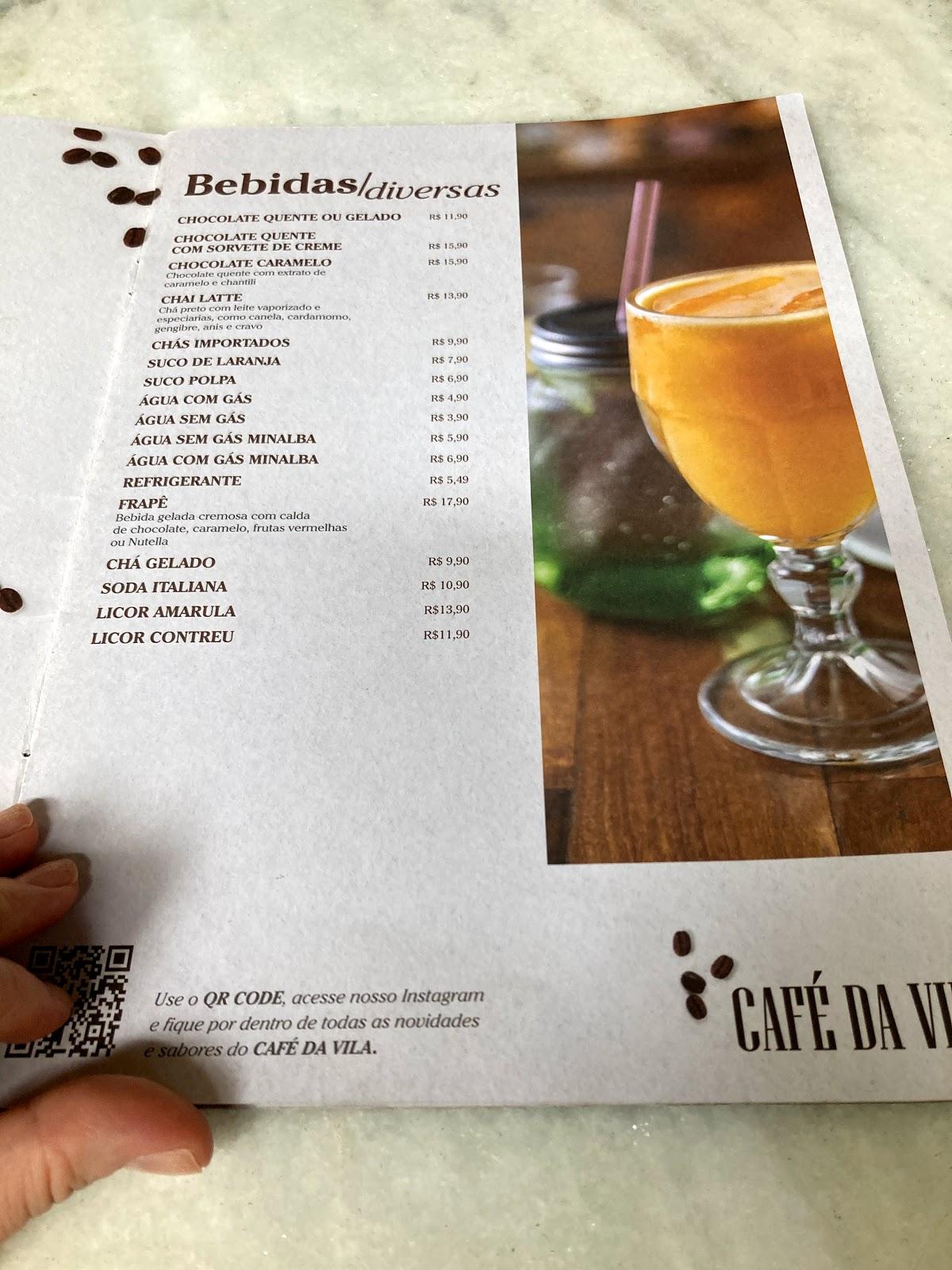 Menu at Café da Vila, Maceió