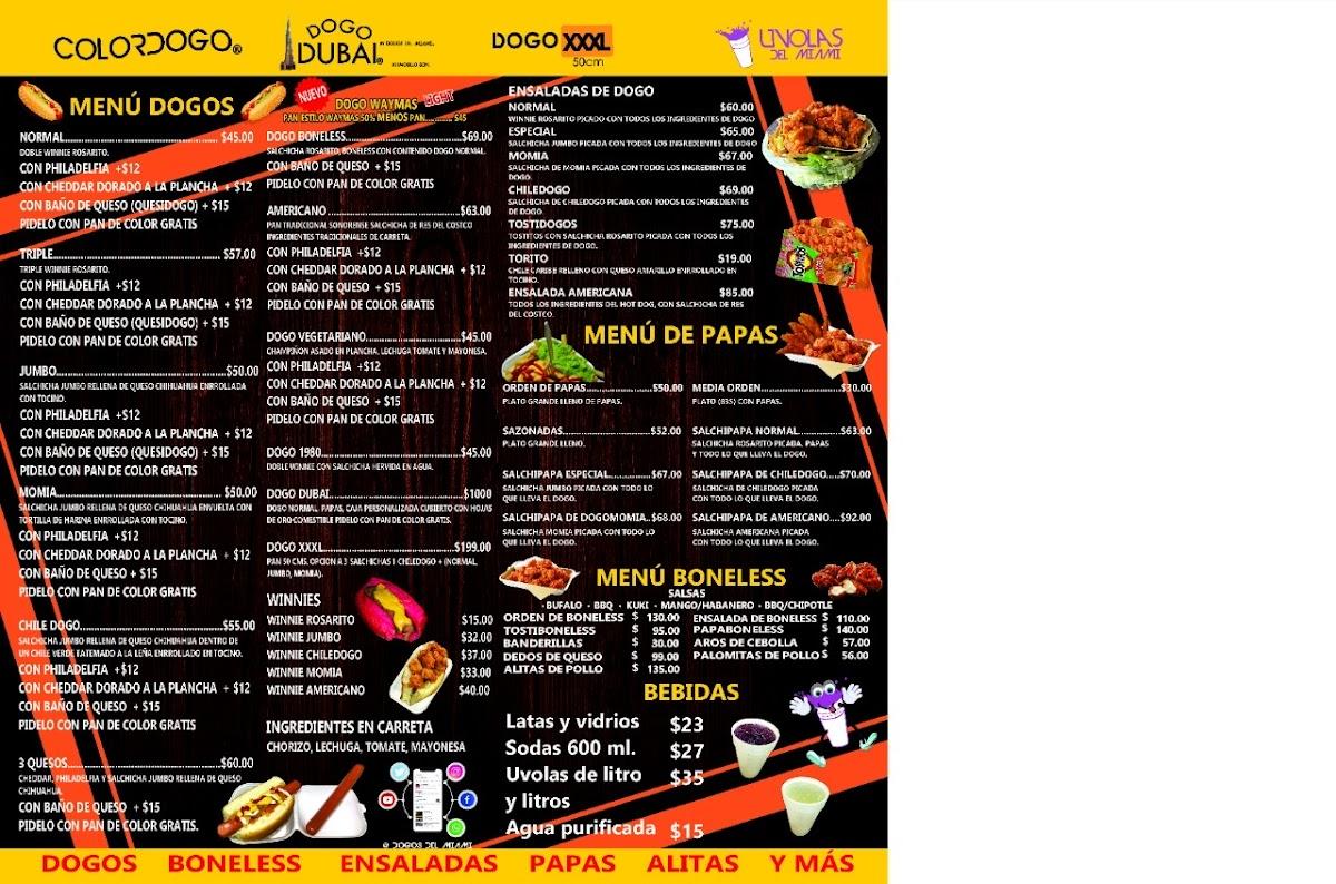 Carta del restaurante Dogos del Miami PILARES, Hermosillo