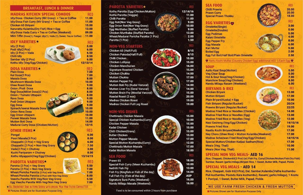Menu at Madras Kitchen Restaurant - Al Khail Gate - Dubai, Dubai