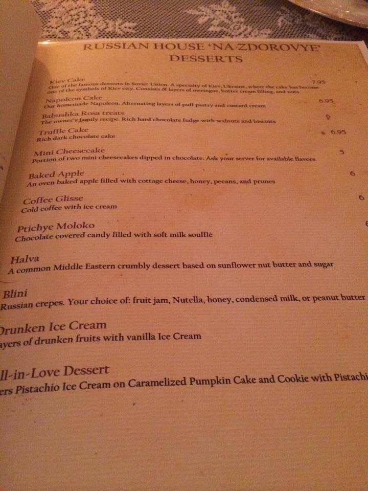 Menu at Russian House pub & bar, Austin
