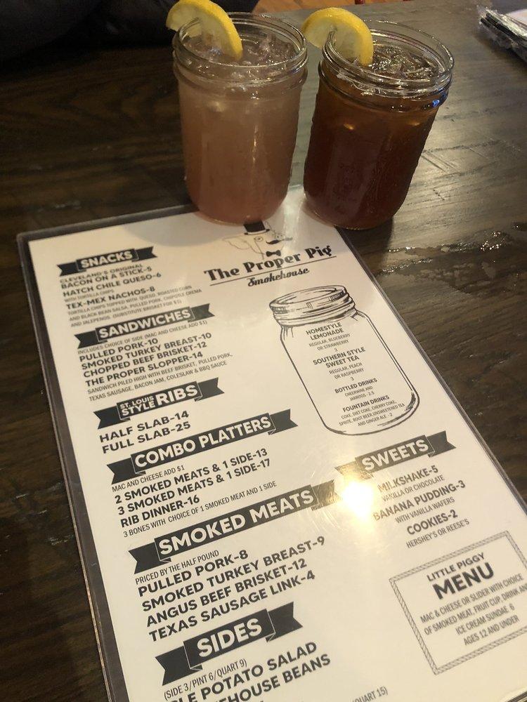 Menu at The Proper Pig Smokehouse pub & bar, Lakewood, Detroit Ave