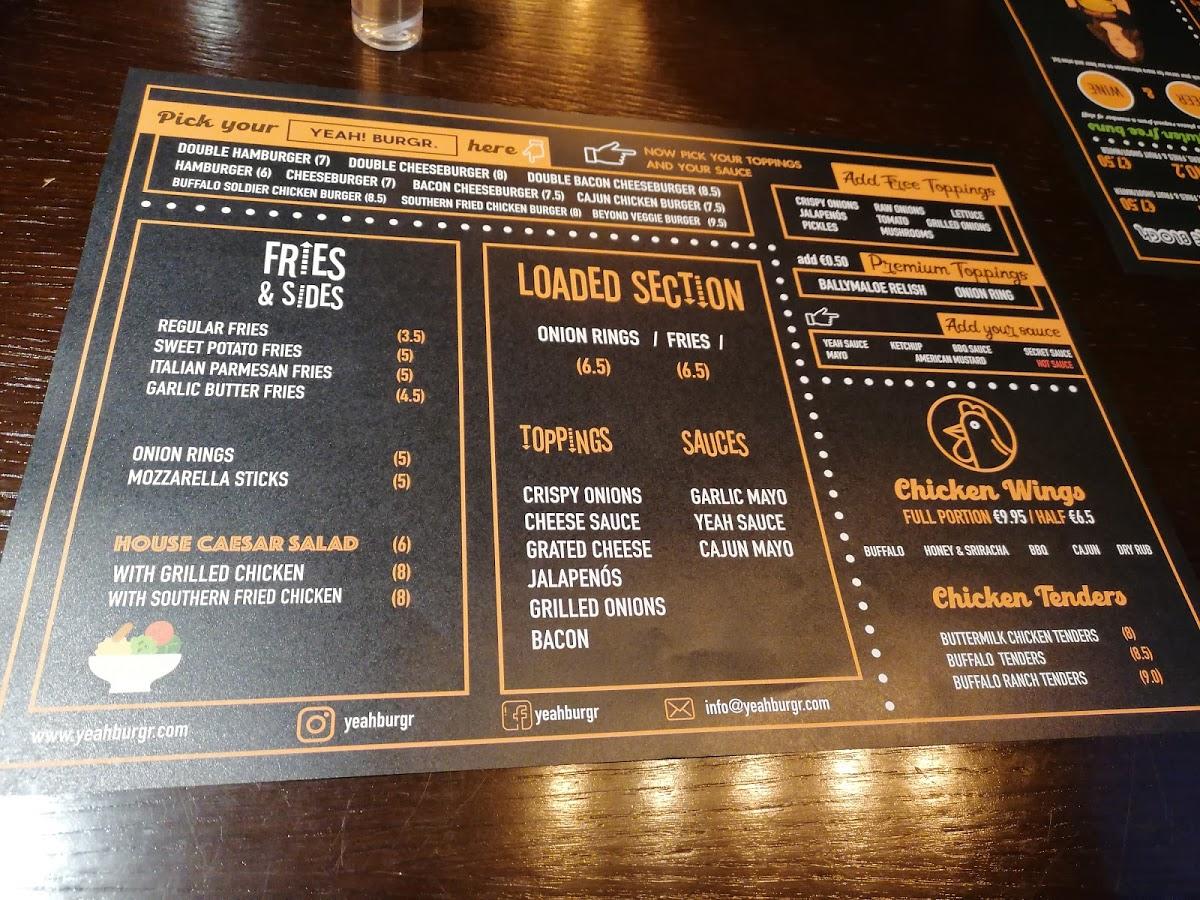 Menu at Yeah Burgr Drogheda restaurant, Drogheda