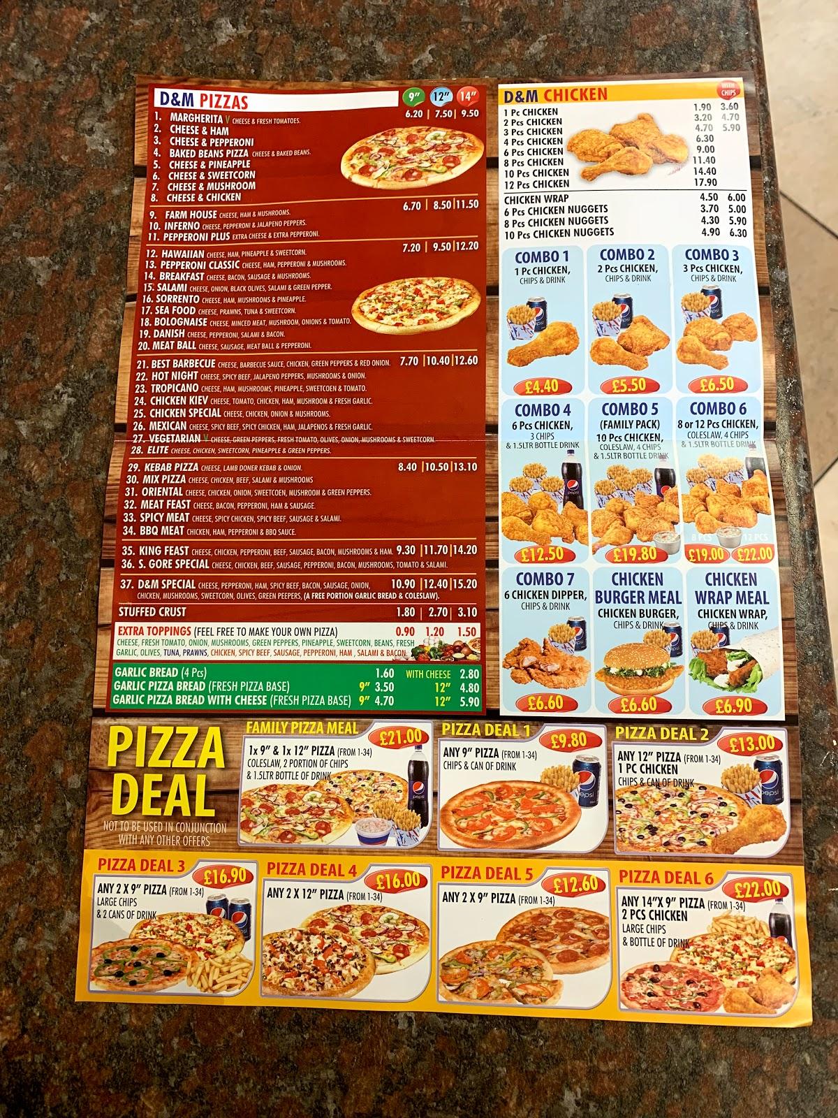 Menu at D & M Pizza pizzeria, Lydney